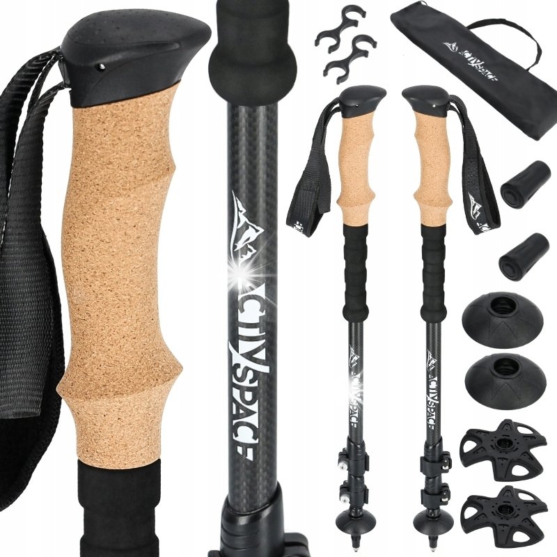 KIJE TREKKINGOWE SKŁADANE CARBON KIJKI NORDIC WALKING WŁÓKNO WĘGLOWE ...