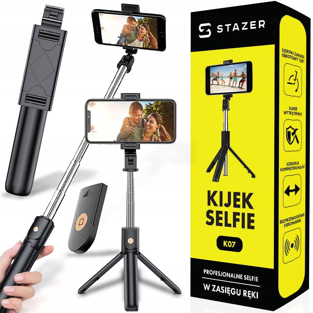 KIJEK DO SELFIE STICK STATYW DO TELEFONU Z PILOTEM BLUETOOTH TRIPOD ...