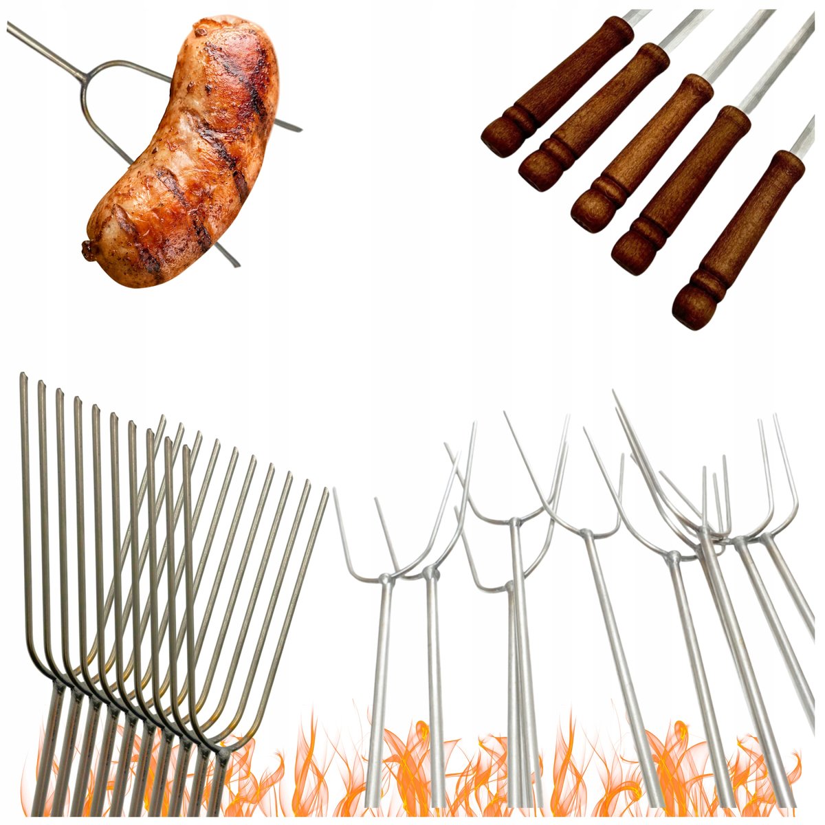 KIJKI KIJE DO OGNISKA GRILLA NIERDZEWNE 120CM 10 SZT WIDEŁKI DO ...