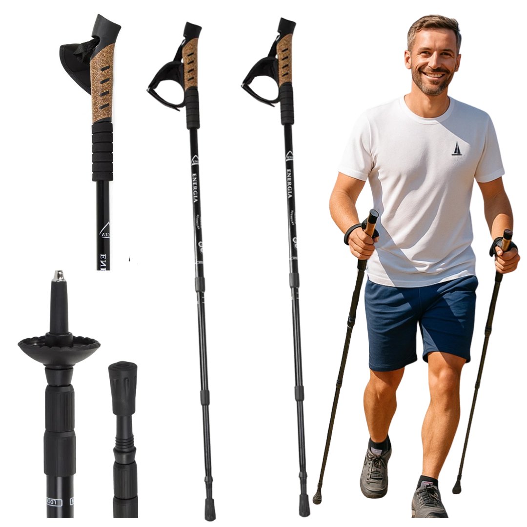 Kijki Nordic Walking z korkową rączką 3-Segmentowe Składane Trekkingowe ...