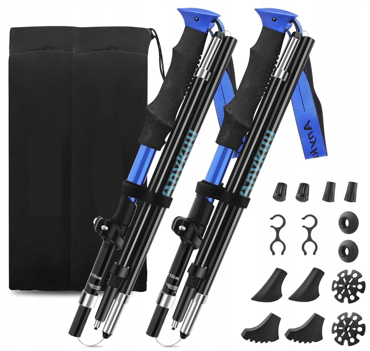 Kijki Trekkingowe Składane 110–130 cm Nordic Walking Alu + 6 Par ...