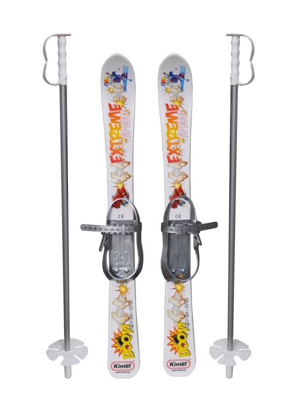 Kimet, Narty (70 cm) i kijki, dziecięcy zestaw narciarski, biały ...