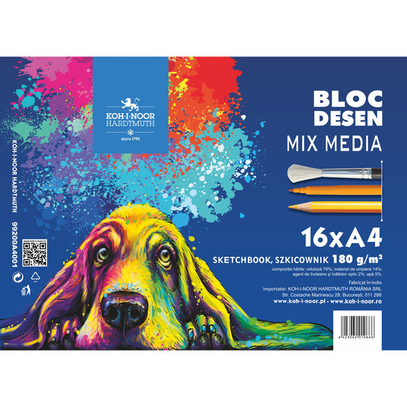 Kin Szkicownik Mix Media A4 16 Ark. 180 Pies - Seria Niebieska - KOH-I ...