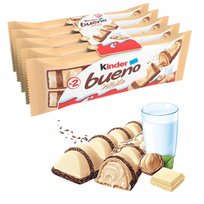 Kinder Bueno White Baton Wafel W Białej Czekoladzie Nadzienie 39 g x 5 ...