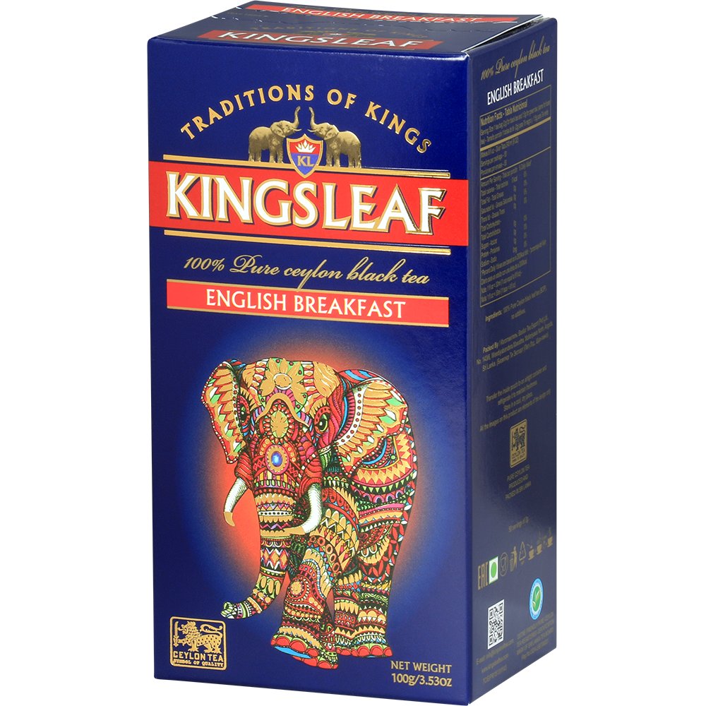 Kingsleaf ENGLISH BREAKFAST czarna herbata CEJLOŃSKA liściasta - 100 g ...