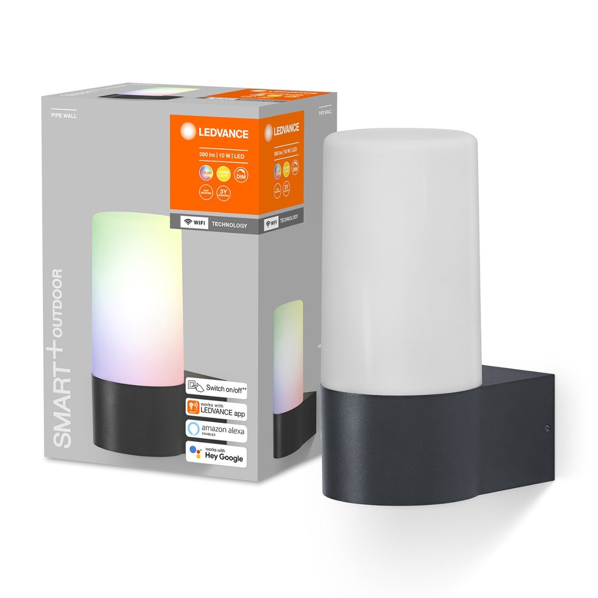 Kinkiet elewacyjny LED INTELIGENTNY 10W 380 lm ciepła barwa światła + RGB SMART+ WiFi PIPE WALL ...