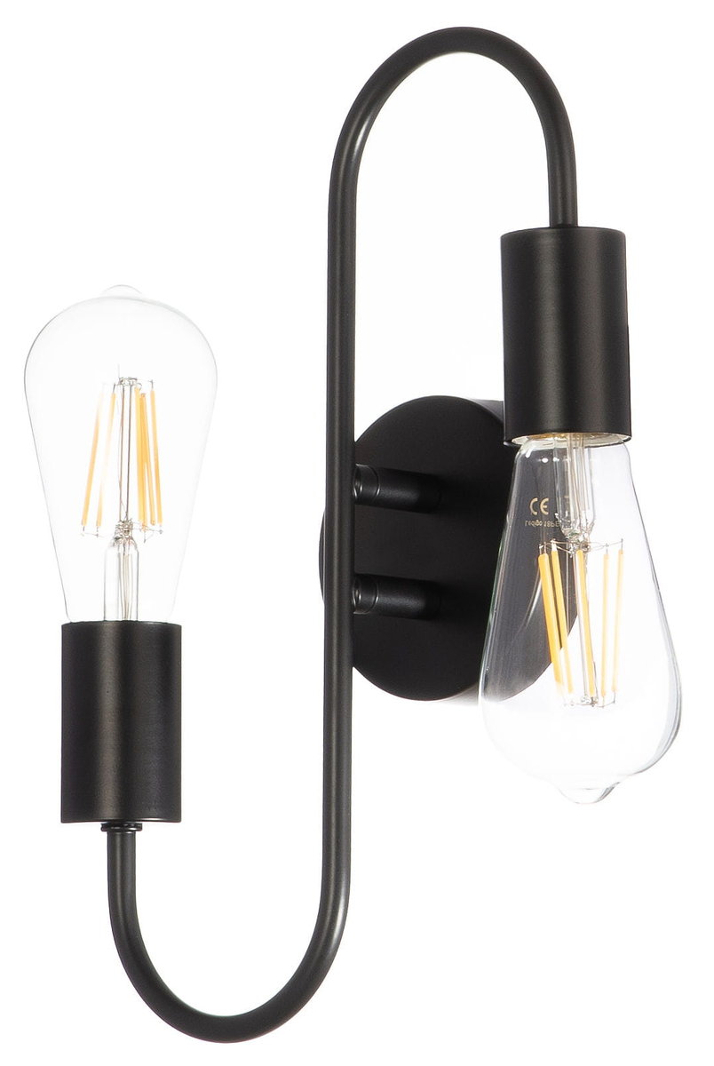 Kinkiet metalowy podwójny loft E27 czarny - Ledigo | Sklep EMPIK.COM