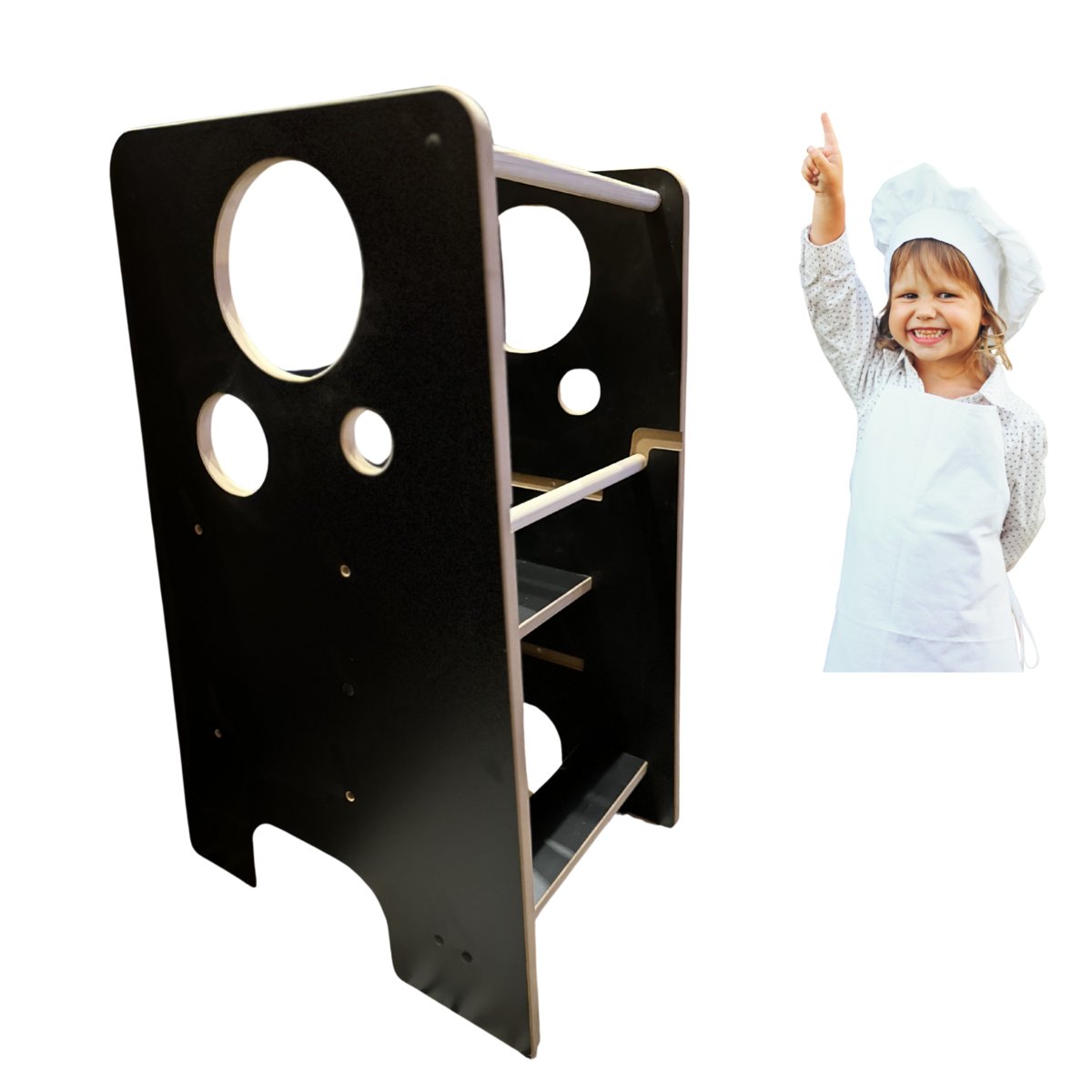KITCHEN HELPER pomocnik kuchenny dziecięcy 1+ regulowany MDF naturalny ...