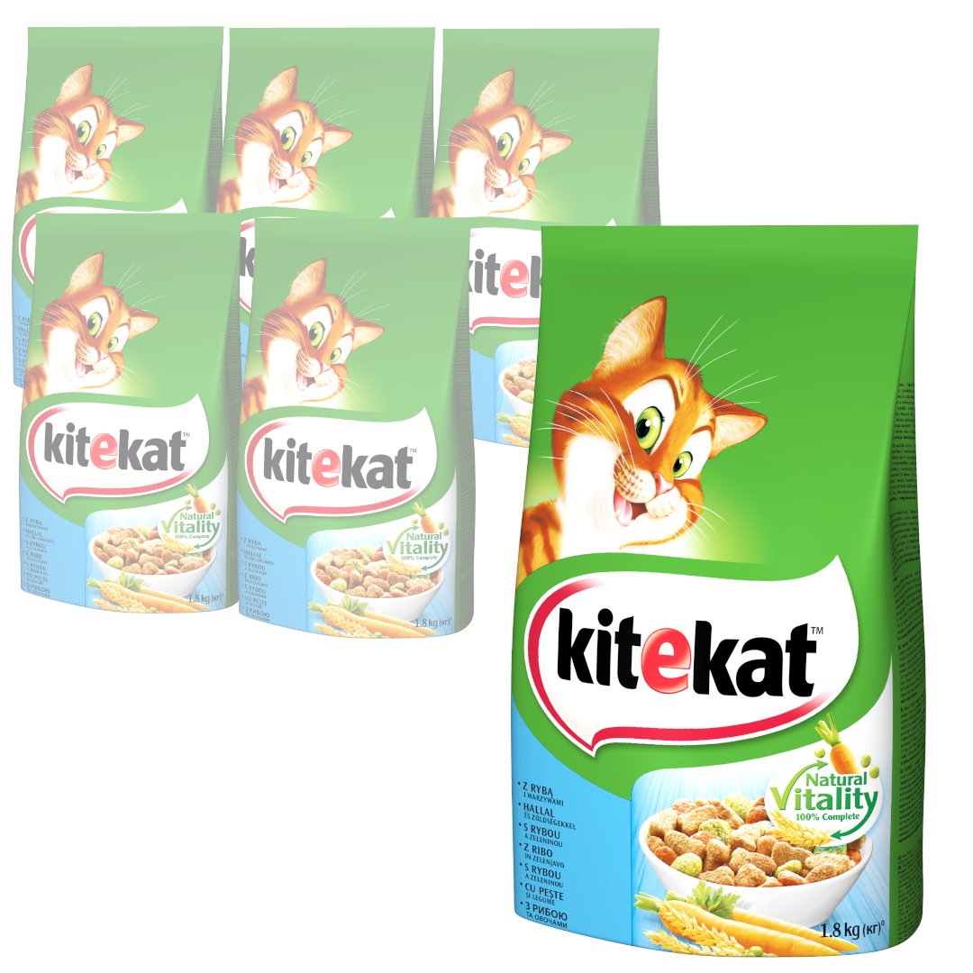 Kitekat Sucha Karma Dla Kotów Z Rybą I Warzywami 6x1,8 kg - kitekat ...