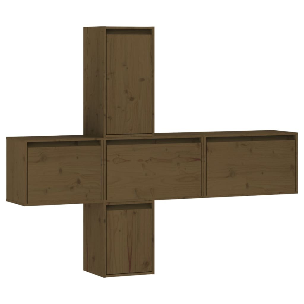 Klasyczne szafki TV - drewno sosnowe, miodowy brąz - Inna marka | Sklep EMPIK.COM