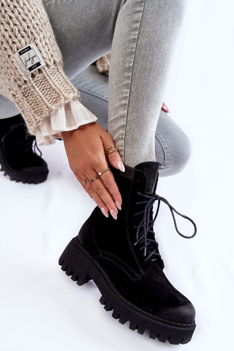 Klasyczne Zamszowe Ocieplane Botki Czarne Lemar Caima-41 - Lemar | Moda Sklep EMPIK.COM