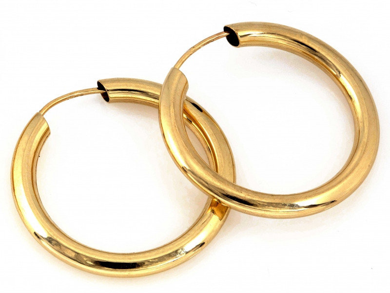 Klasyczne złote kolczyki 585 koła z szarnirem średnica 22mm żółte błyszczące 14k s - Lovrin ...