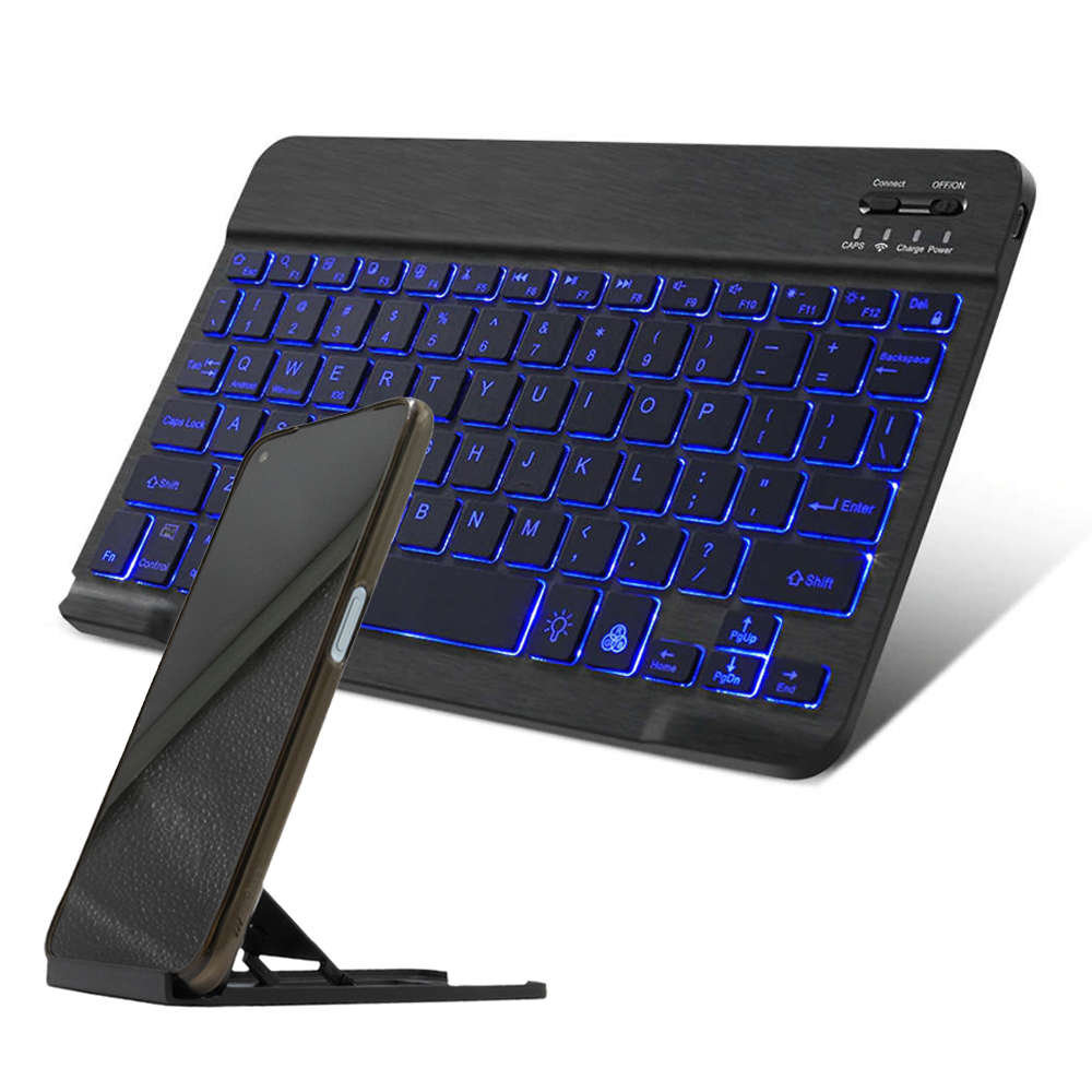 Klawiatura Bezprzewodowa Alogy RGB LED Bluetooth iOS/Android/Windows Czarna + Stojak na biurko ...