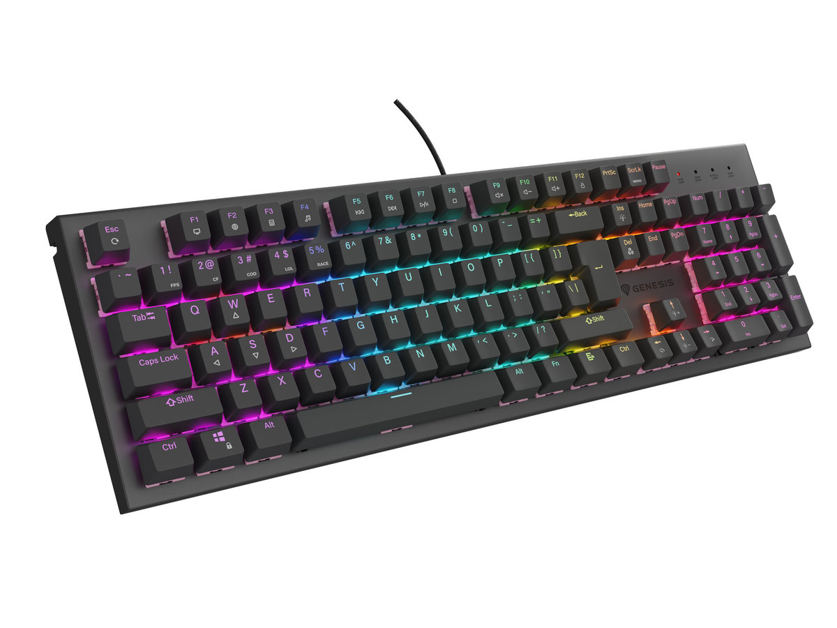 Klawiatura Genesis Thor 303 RGB Outemu Peach Silent Black Full-Size ...