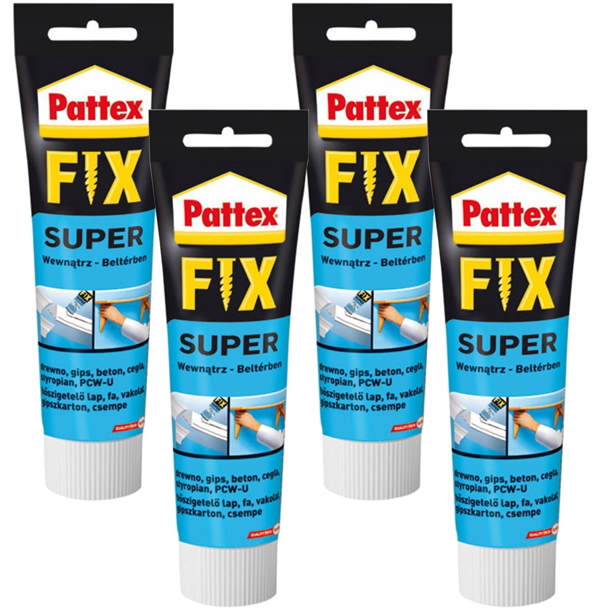 Klej montażowy PATTEX FIX Super, 4 szt. - 50g wodoodporny elastyczny do ...