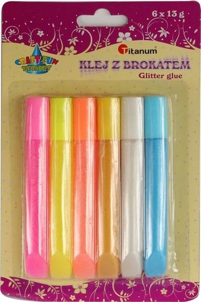 Klej w płynie z brokatem 6 kolorów x 13g CRAFT-FUN - 6 - Titanum ...