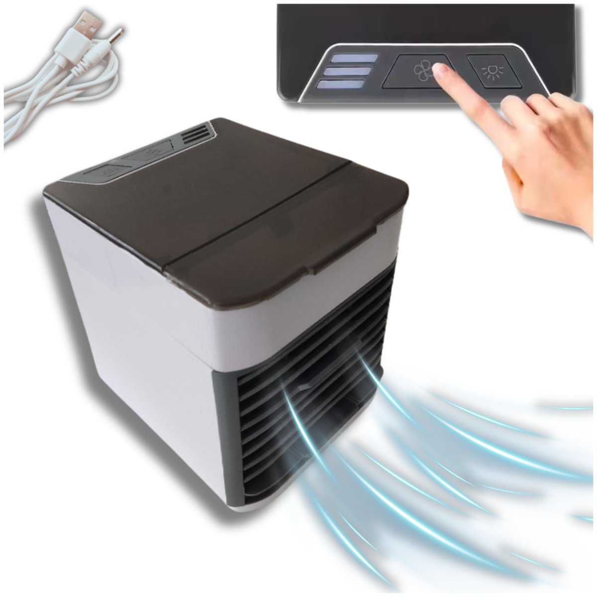 KLIMATOR MINI NA WODĘ I LÓD USB PRZENOŚNY MAŁY WENTYLATOR NAWILŻACZ 3W1 ...