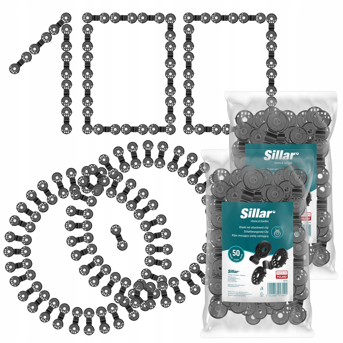 Klipsy montażowe maty osłony cienującej na ogrodzenie panelowe 100szt ...