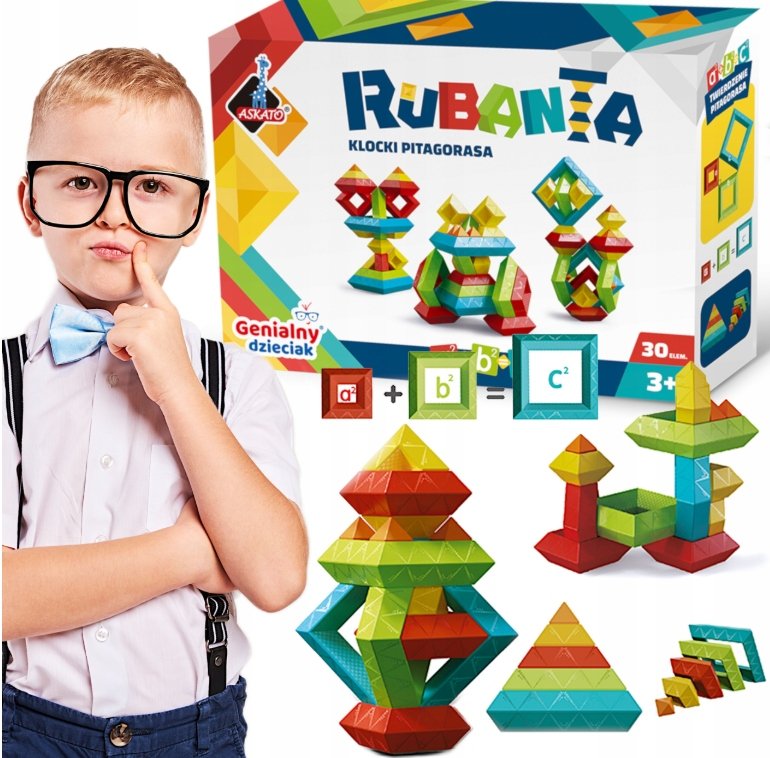 KLOCKI ASKATO RUBANTA PITAGORASA EDUKACYJNE ZESTAW DUZO ELEMENTOW ...
