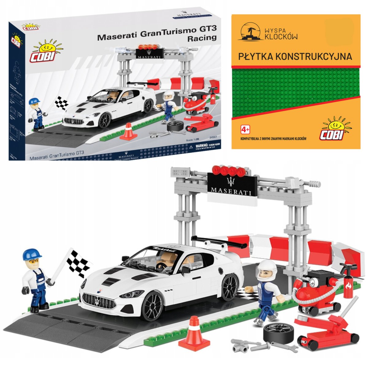 KLOCKI COBI 24567 SAMOCHÓD WYŚCIGÓWKA MASERATI 300 EL. GranTurismo GT3 ...