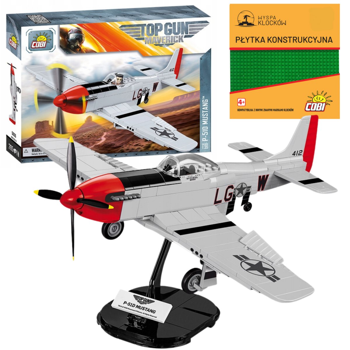 KLOCKI COBI 5806 SAMOLOT P-51D Mustang TOP GUN 265 EL. MAVERICK ...