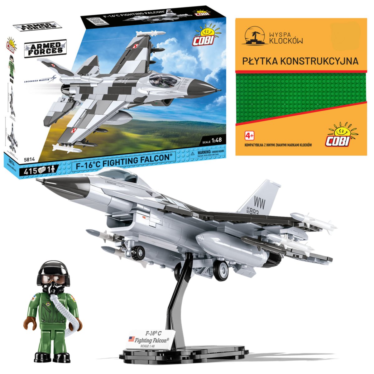 Klocki Cobi 5813 Samolot F-16C Wojskowy Armia 415El. Armed Forces Fighting Falcon Wojsko - COBI ...