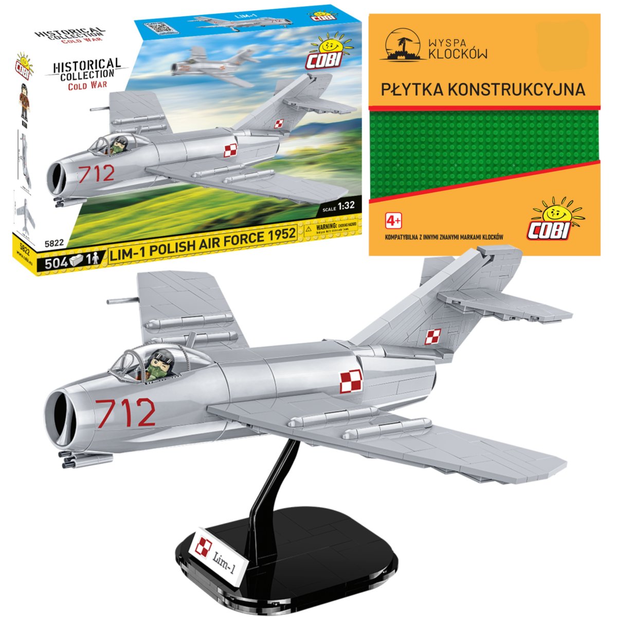 KLOCKI COBI 5822 SAMOLOT WOJSKOWY Lim-1 MIG-15 MYŚLIWIEC WOJSKO POLSKI ...