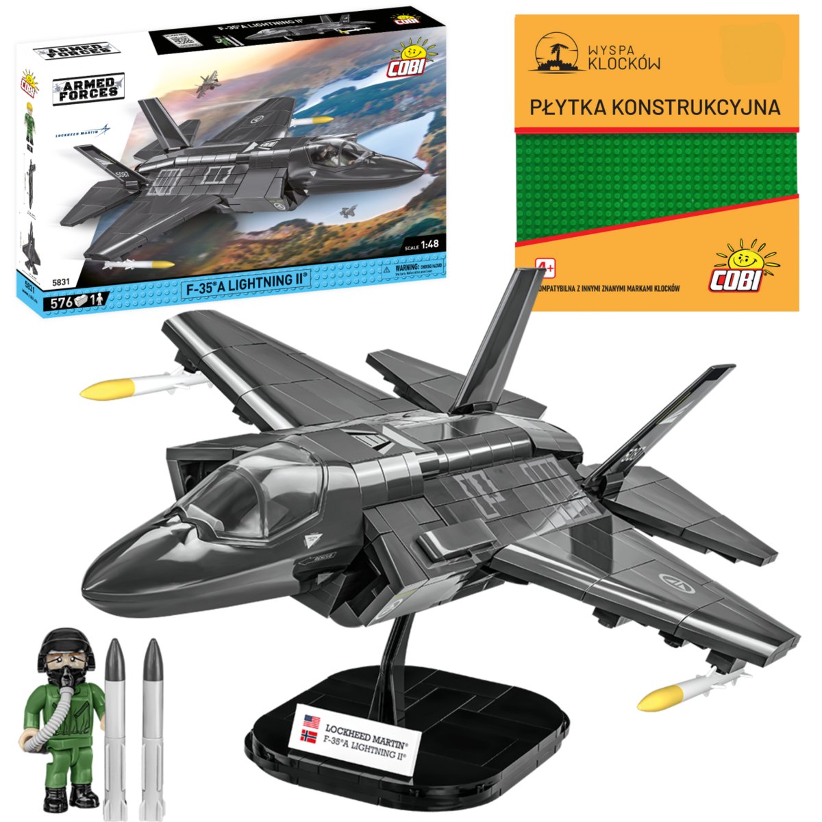 Klocki Cobi 5831 Samolot Myśliwiec F-35a Lightning Ii Norge 576 El ...