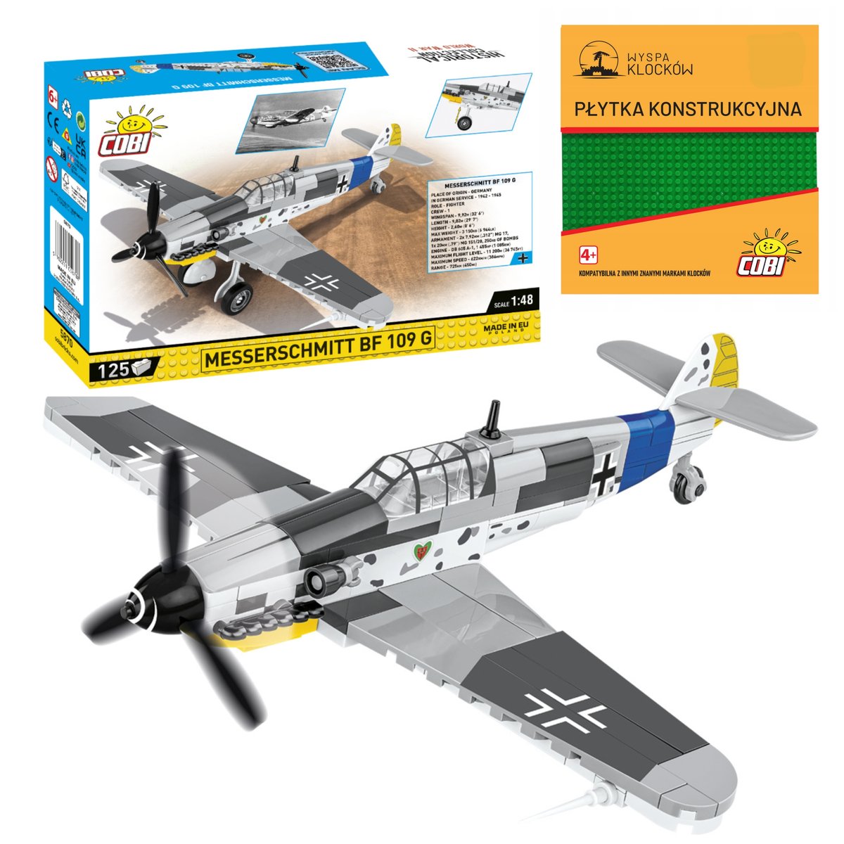 KLOCKI COBI 5870 Samolot Messerschmitt Bf 109 G HC WW2 125 El. + PŁYTKA - COBI | Sklep EMPIK.COM