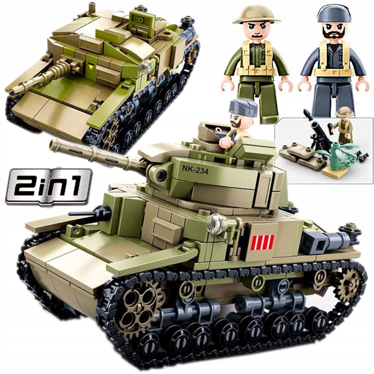 Klocki CZOŁG Amerykański M4 SHERMAN/ NISZCZYCIEL CZOŁGÓW T40/M9 2W1 ...