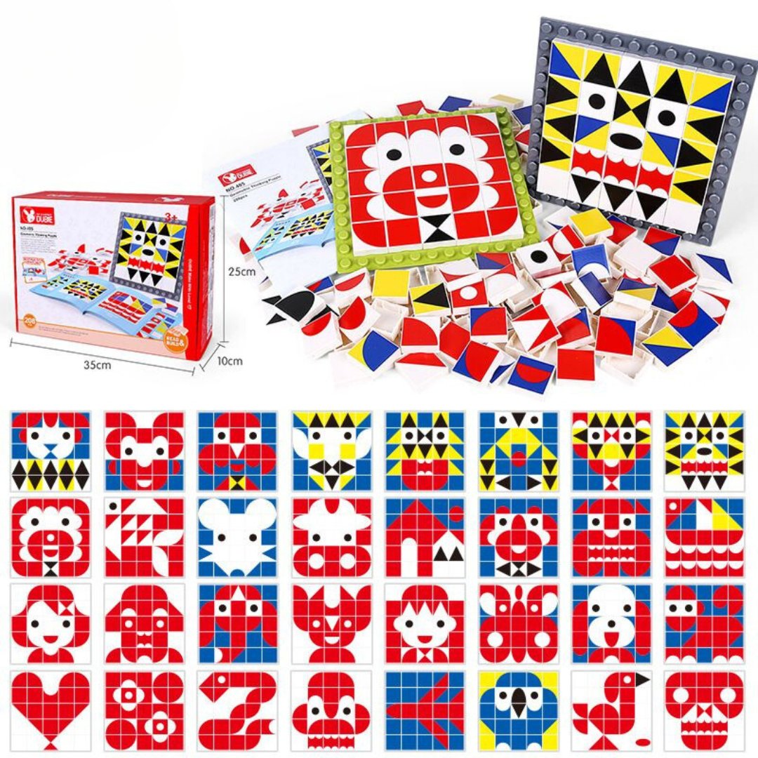 Klocki edukacyjne Wange DUBIE 405 – Geometryczne puzzle logiczne, 208 ...