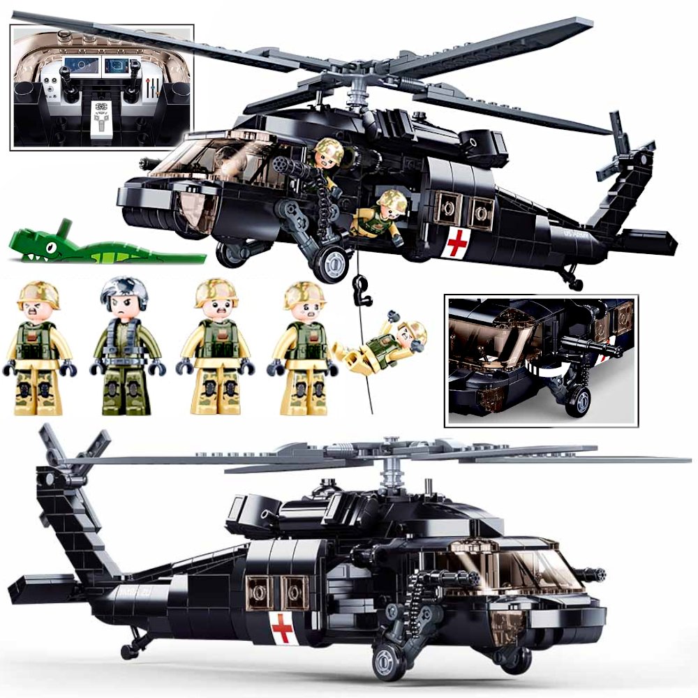 Klocki Helikopter H-60 Black Hawk Śmigłowiec Karetka komp. LEGO ...