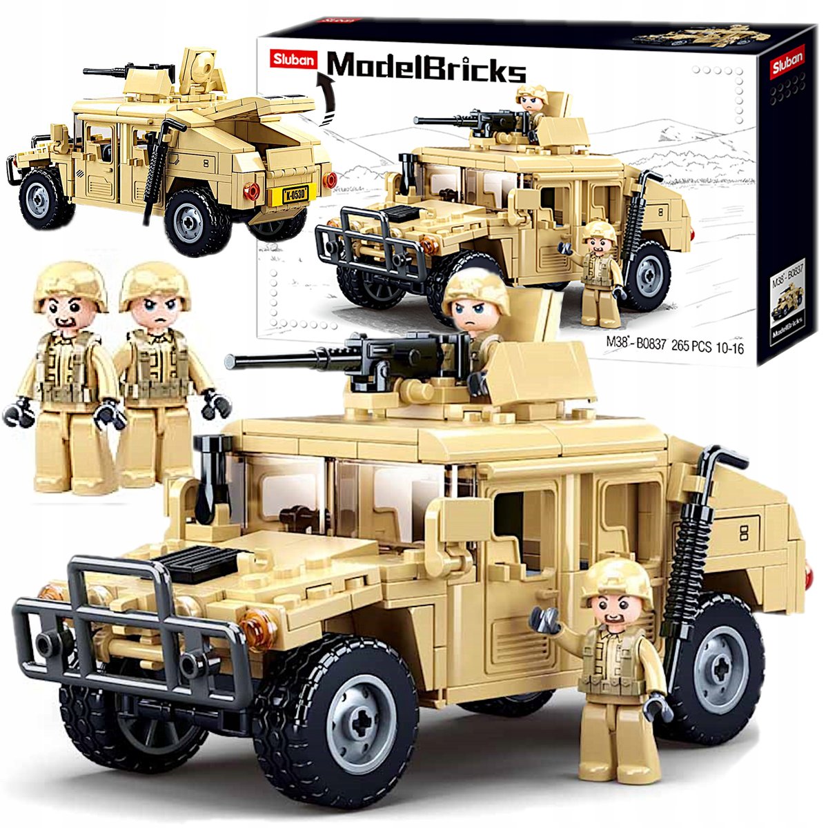 KLOCKI JEEP HAMER Hummer H2 Wóz bojowy ARMIA Wojsko Auto terenowe 2 ...