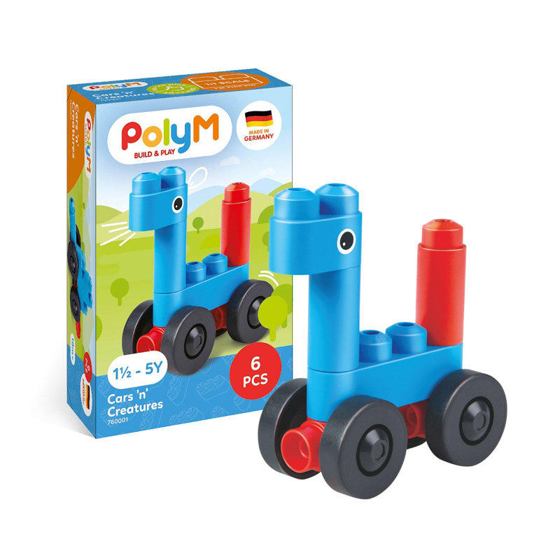 Klocki konstrukcyjne, Auta i Zwierzaki, 6 el., 18m+, PolyM - POLYM | Sklep EMPIK.COM