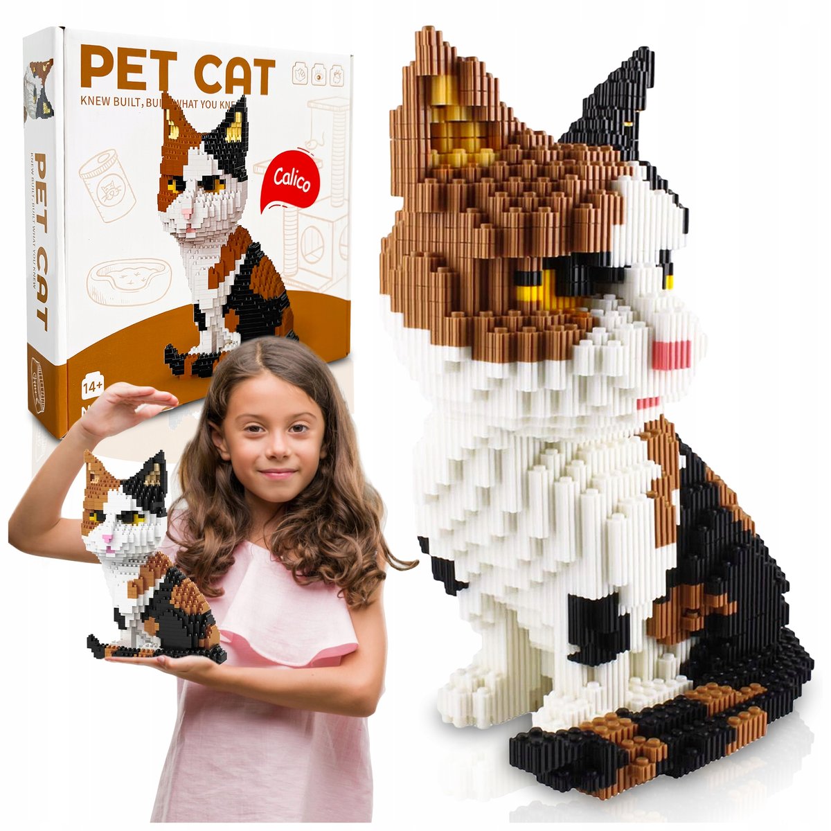 KLOCKI KONSTRUKCYJNE KOT KOTEK CALICO 1300 EL PREZENT ZESTAW KLOCKÓW 3D ...