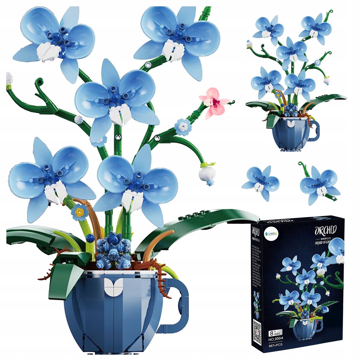 KLOCKI KONSTRUKCYJNE KWIATY BUKIET DO UŁOŻENIA ORCHIDEA ZESTAW DIY ...