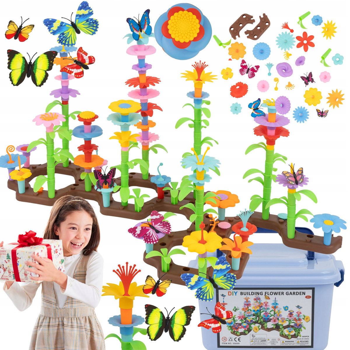 Klocki konstrukcyjne kwiaty ogród łąka kuferek 165 elementów Y0099 ...