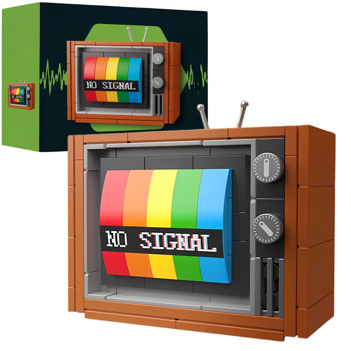 KLOCKI KONSTRUKCYJNE RETRO KOLOROWY TELEWIZOR VINTAGE TV Z ANTENĄ 3D ...