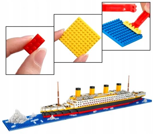 KLOCKI KONSTRUKCYJNE TITANIC DUZY ZESTAW STATEK PASAZERSKI PLASTIKOWY ...