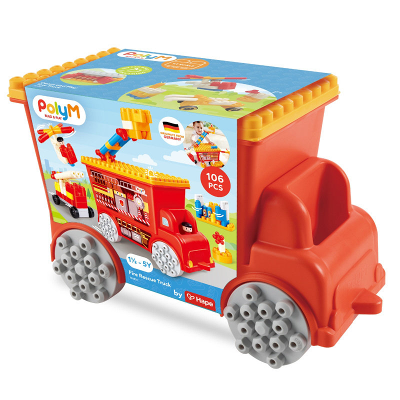 Klocki konstrukcyjne w aucie, Straz pożarna, 106 el., 18m+, PolyM - POLYM | Sklep EMPIK.COM