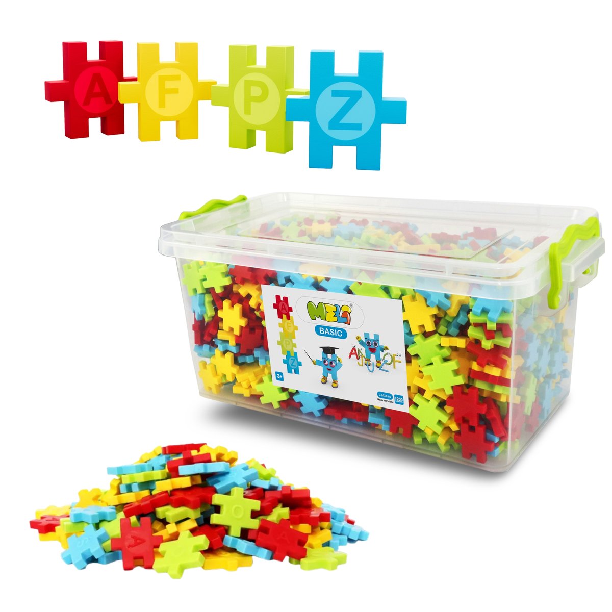 KLOCKI KONSTRUKCYJNE WAFLE MELI 50094 Basic Letters Edu 1200 sztuk - MELI | Sklep EMPIK.COM