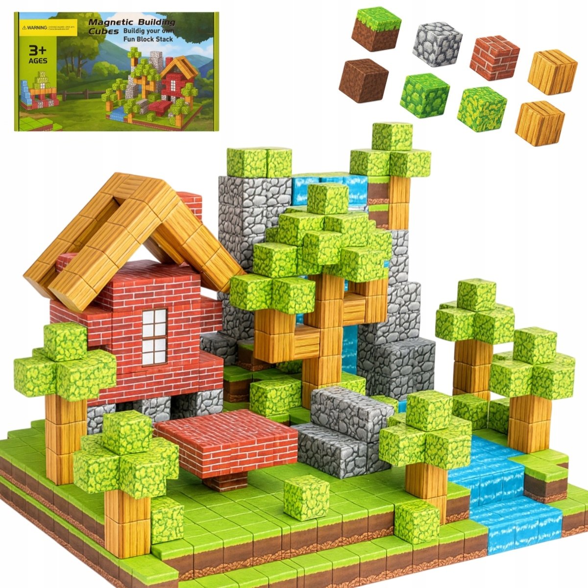 Klocki Magnetyczne Mega Zestaw 200 sztuk bloki sześciany + 5 ludzików ...