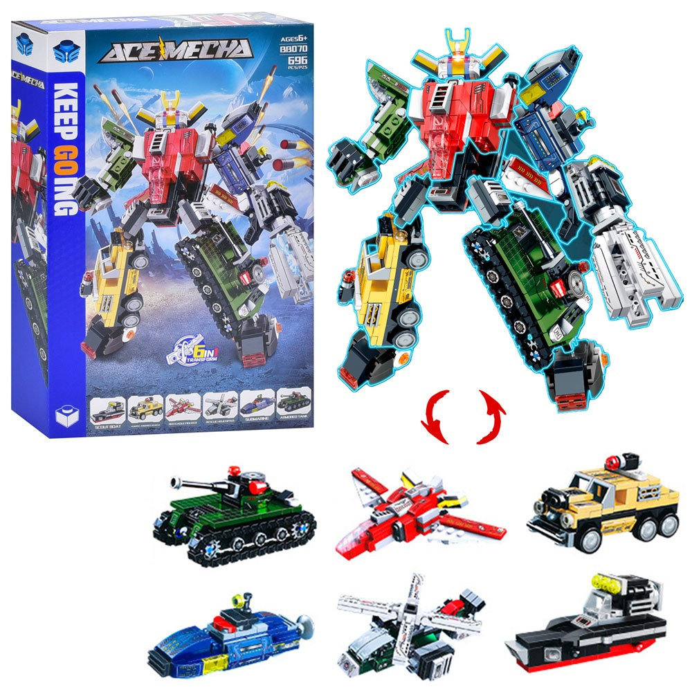 KLOCKI ROBOT TRANSFORMER 6w1 – ACE MECHA – 696 ELEMENTÓW - Inna marka ...