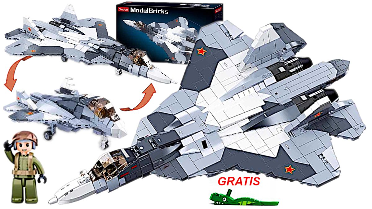 Klocki Samolot Myśliwiec Su57 Su27 Flanker Odrzutowiec - Sluban | Sklep ...