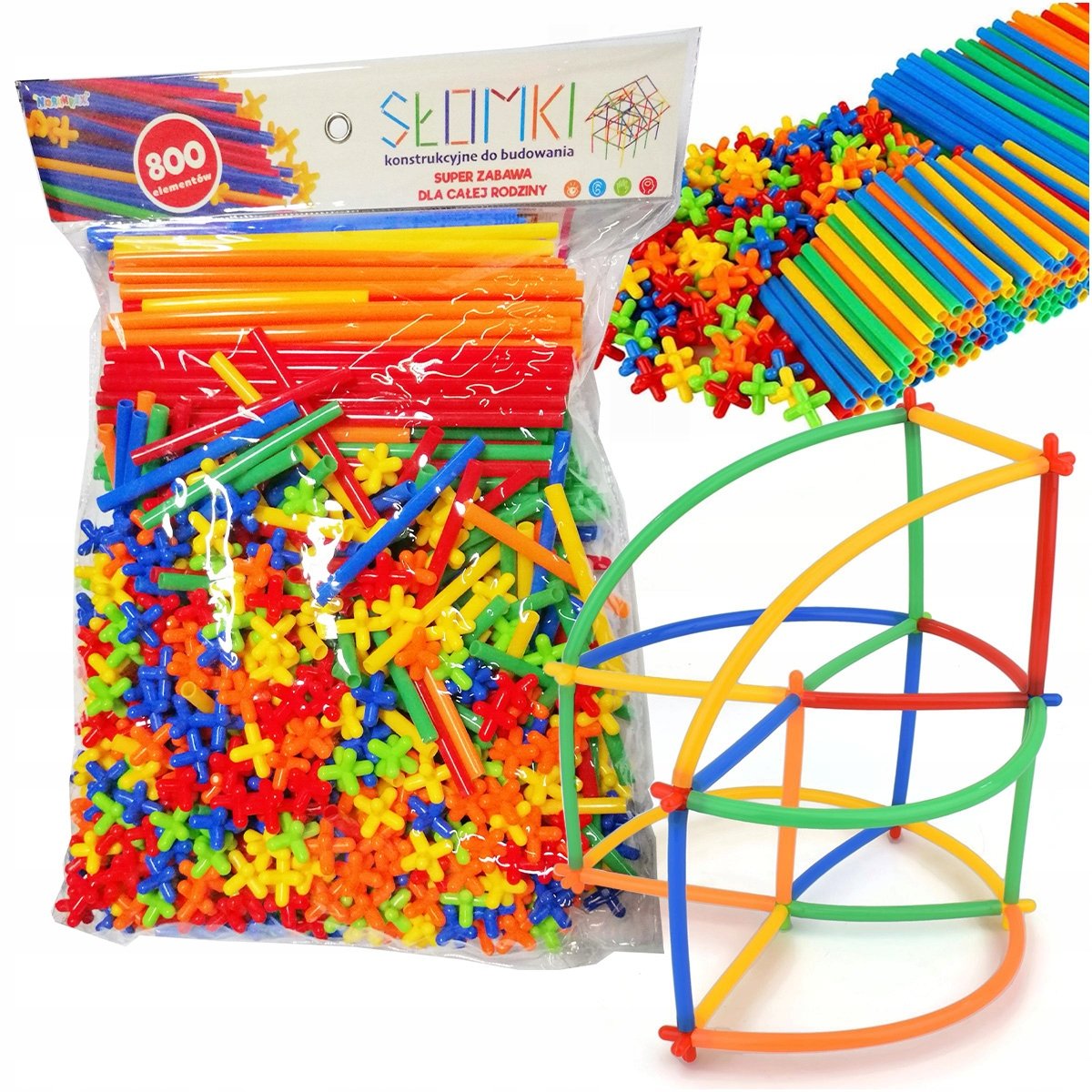 Klocki Słomki Konstrukcyjne Rurki Patyczki Do Budowania Zestaw 800 El ...