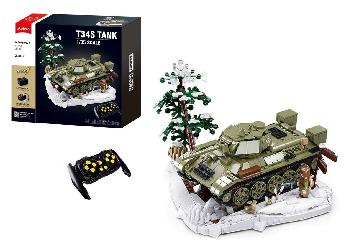 KLOCKI SLUBAN RC Czołg Wojskowy T-34S Zdalnie Sterowany 837 - B7072 ...