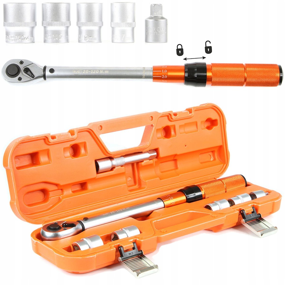 Klucz Dynamometryczny 1/2'' 120Nm Nasadki 17-24Mm Bjc Zestaw 8Szt - BJC | Sklep EMPIK.COM