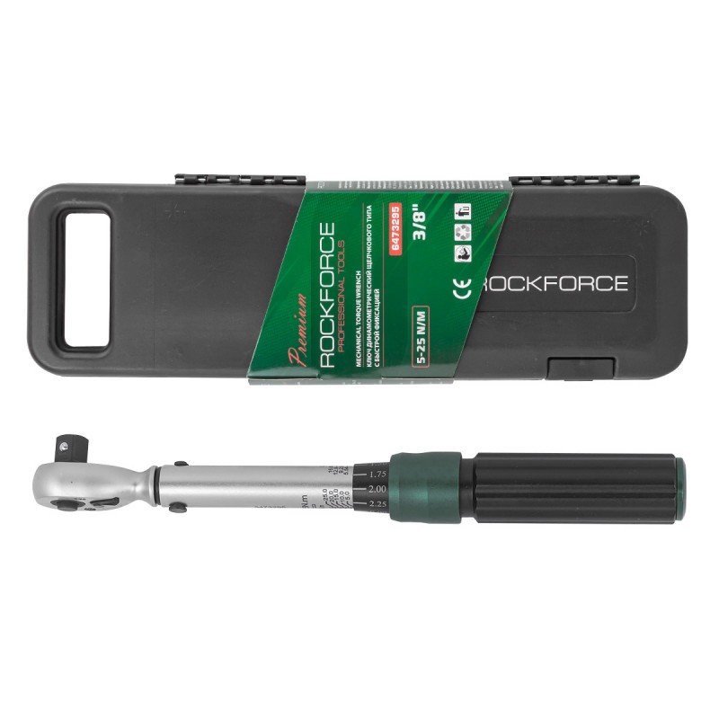 Klucz dynamometryczny z blokadą dwustronny 3/8" 5-25Nm 72 zęby PREMIUM stal Cr-V ROCKFORCE ...