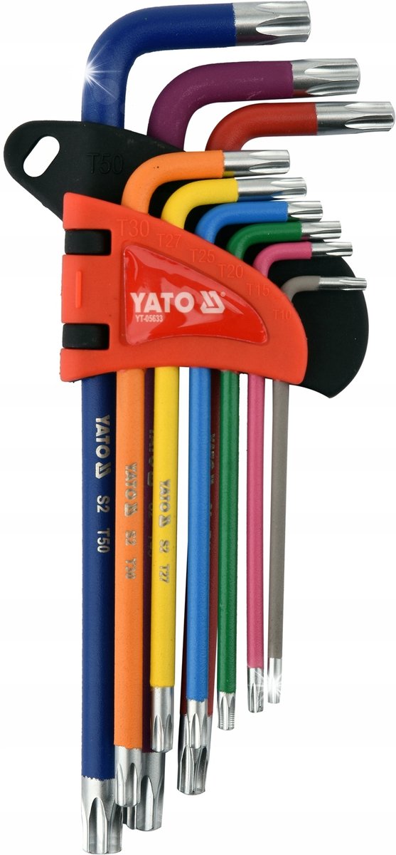 KLUCZE IMBUSOWE KOLOROWE IMBUSY WKRĘTAKI TORX T10-T50mm 9 SZT YATO YT ...