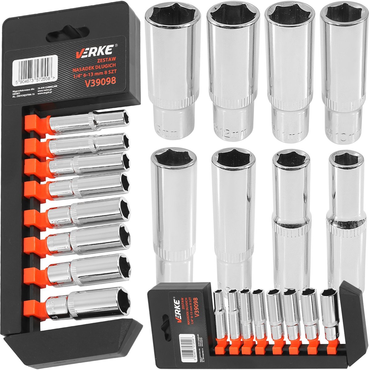 KLUCZE NASADOWE 1/4 DŁUGIE 6-13mm NASADKI ZESTAW KLUCZY NASADOWYCH NASADEK - Verke | Sklep EMPIK.COM